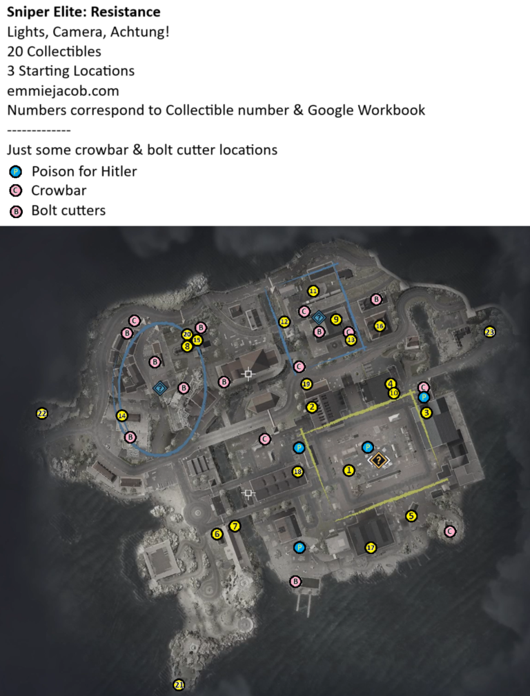 Sniper Elite: Resistance Lights, Camera, Achtung! Collectibles Map ...